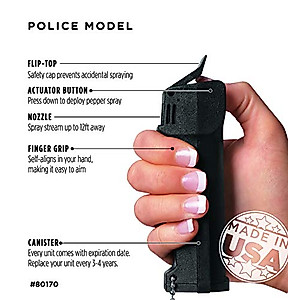 Mace Triple Action 12' Police Strength Pepper Spray with Tear Gas and UV Dye - Flip Top Safety, Great for Self Defense