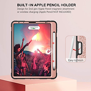 BENTOBEN iPad Air 5th Generation Case, iPad Air 4th Generation Case, Glitter Sparkly 3 Layers Shockproof Kickstand with Pencil Holder Protective Tablet Cover for iPad Air 2022/2020 10.9", Rose Gold