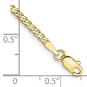 Avariah Solid 10k Yellow Gold 2.2mm Flat Beveled Curb Chain Anklet - 10"