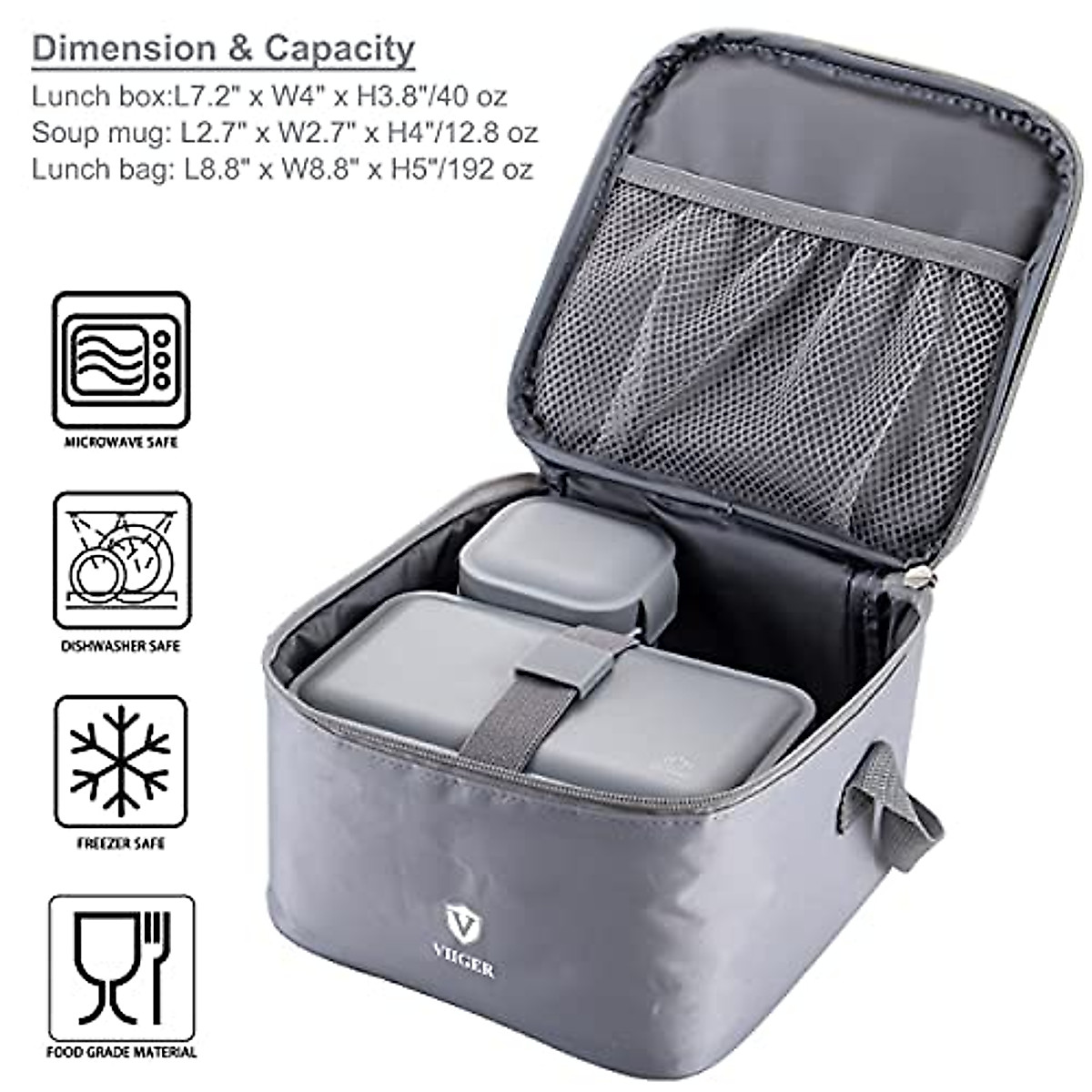 Back to School Students Adults Lunch Box for Men Japanese Bento Box 2 Tier Lunchbox Stackable Food Container with Built-in Utensil Set Insulated Lunch Bag Soup Mug Compartment for Office Work Camping