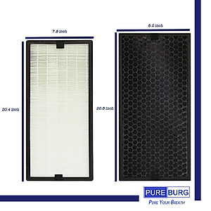 PUREBURG Replacement HEPA Filter Kit Compatible with Rowenta Intense Pure AIR XL Air Piurifiers PU60XX Series PU6010 PU6015 PU6020 PU6025 PU6040 PU6045 Part # XD6077U0 XD6061 XD6066