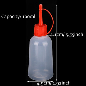 RAYNAG 100ml Clear Plastic Bottles with Applicator Tip & Attached Cap, 12 Pack Squeeze Bottles for Storing Acrylic Paint Pouring, Glue, Crafts Projects