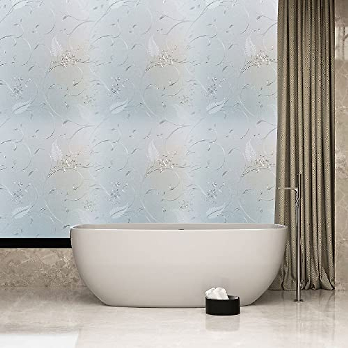 Frosted Privacy Glass Window Film, Vinyl Decorative Window Decals, Static Clings No-Glue Removable Window Film for Home Bathroom Living Room (17.5 x 78.7 inch)