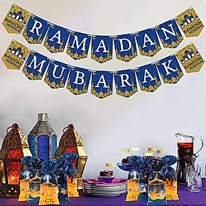 sorkwo 100 Pcs Eid Mubarak Goodie Bags Cellophane Treat Bags Eid Candy Bags for Gifts, Muslim Castle Moon Star Plastic Cellophane for Eid Party Decorations Party Supplies