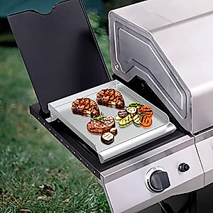 Stanbroil Stainless Steel Griddle, Universal Flat Top Griddle for Gas Grill with Side Burner, Gas Grill Accessory, 11" x 13"