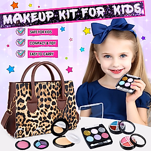 GIFTINBOX Kids Makeup Kit for Girl Toys, Washable Girls Makeup Kit for Kids with Bag, Makeup Sets for Girls Toddler Princess Toys Birthday for Girls Age 3 4 5 6 7 8 9 10 11 12 Year Old