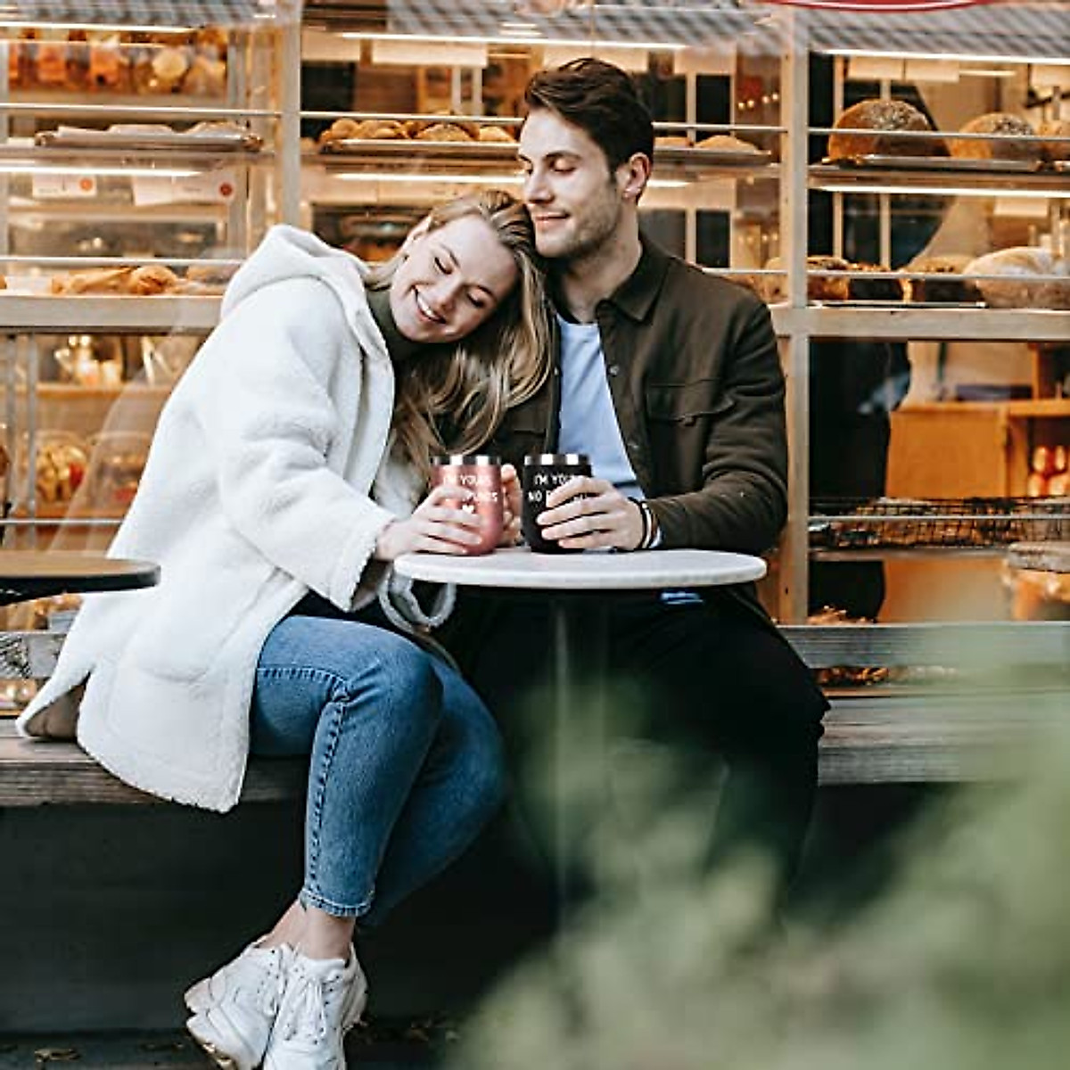 Qtencas Valentine's Day Gifts for Wife Her, I'm Yours No Refunds Stainless Steel Insulated Wine Tumbler, Engaged Birthday Gifts for Girlfriend Wife Fiancée Her Lover Tumbler(Rose Gold, 12 oz)