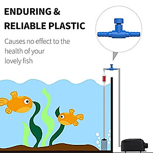 Pawfly Aquarium Air Control Valves for 3/16" ID Airline Tubing Single Way Plastic Air Flow Controllers Regulators Adjustable Blue Hose Connectors Air Pump Accessories for Fish Tanks, 10 Pack