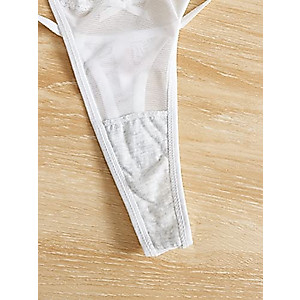 OYOANGLE Women's 7 Pieces Bow Low Rise Scallop Trim Thong Panties Contrast Lace Underwear Multicolor M