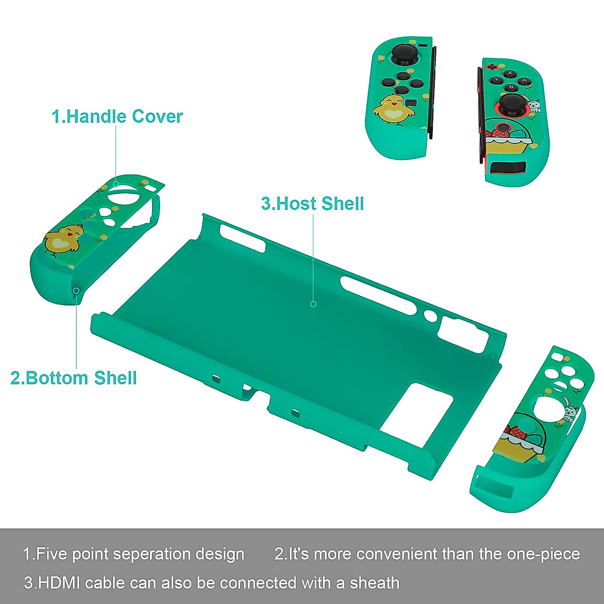 PowerLead Protective Case Cover for Nintendo Switch Console, Soft Slim Case Cover Compatible with Nintendo Switch Console Dockable Protective Case for Nintendo Switch