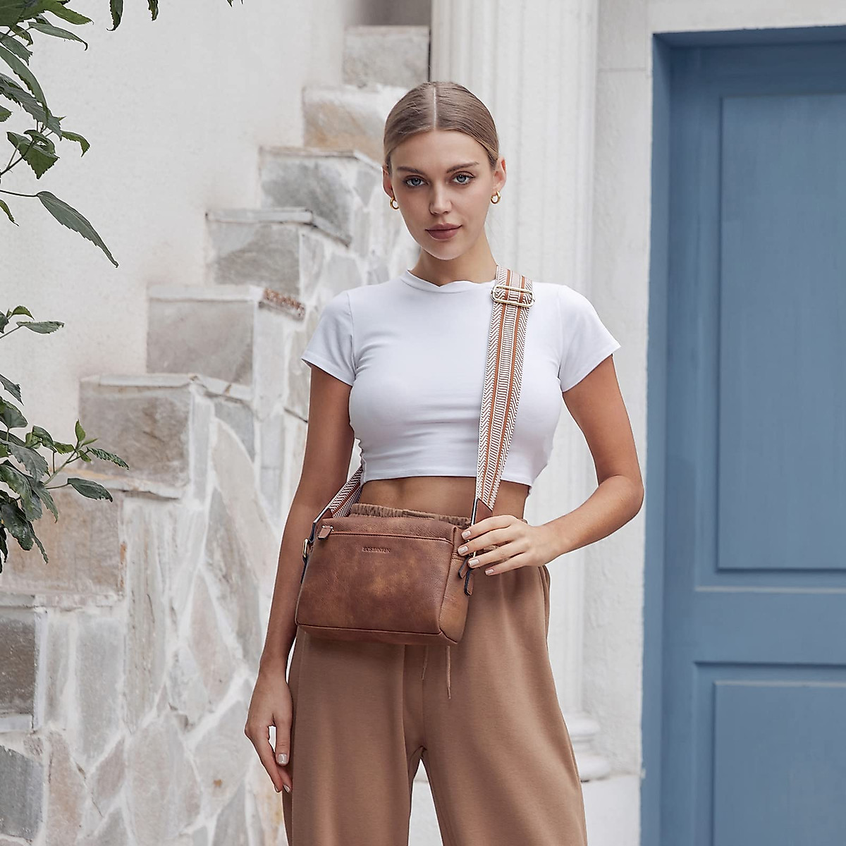 BOSTANTEN Leather Small Crossbody Bags＆Backpack Purse for Women Fashion Travel Backpacks