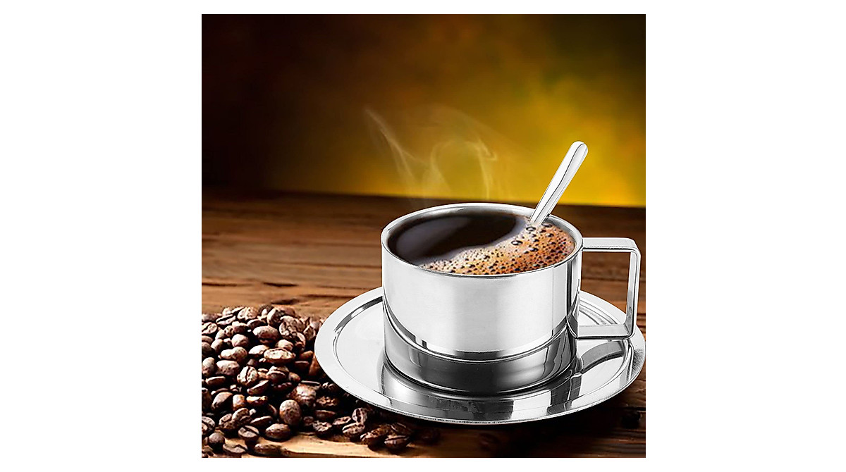 ZENFUN Stainless Steel Coffee Cups - 4 Pack Espresso Set