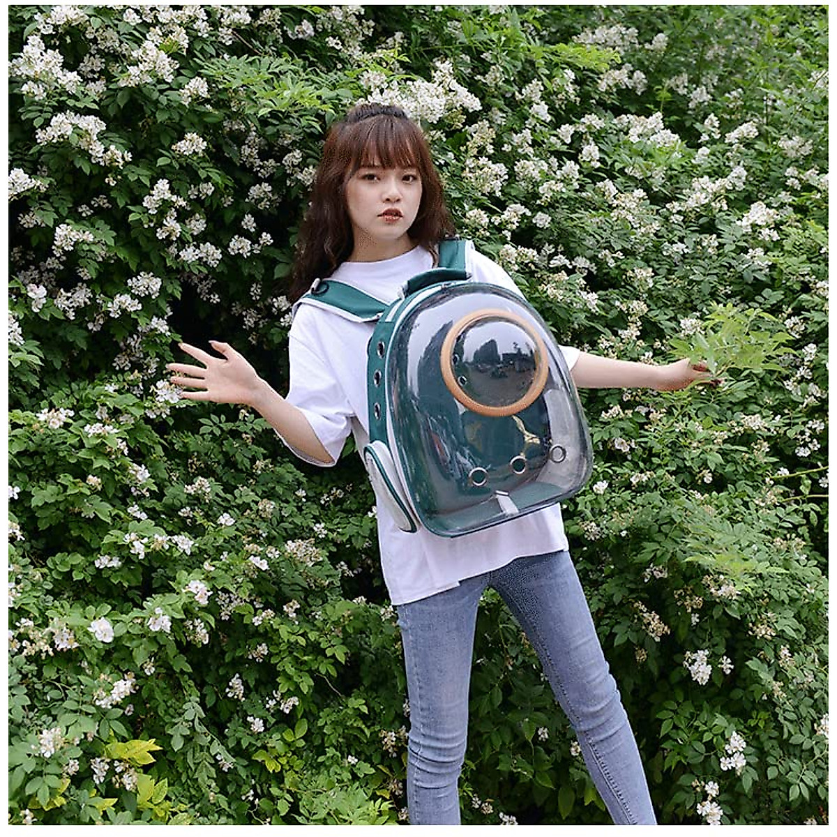 Pet Backpack Carrier Small Puppy Bunny Kitten Airline Approved Space Capsule Bubble Transparent Sightseeing Backpack Birds Travel Cage for Hiking Walking Outdoor