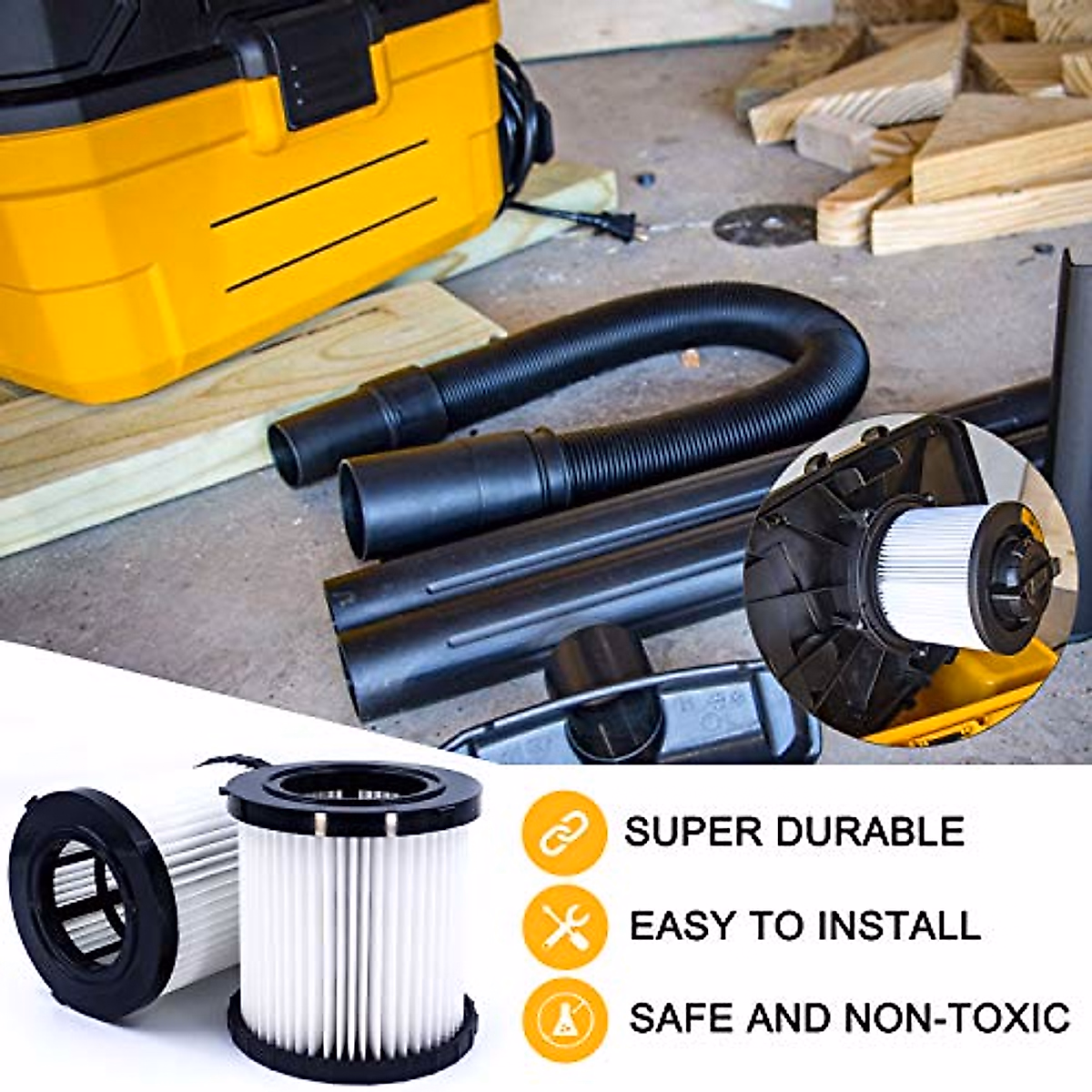 2 PACKS DCV5801H HEPA Replacement Filter for DeWalt DCV580 & DCV581H DeWalt, Washable and Reusable