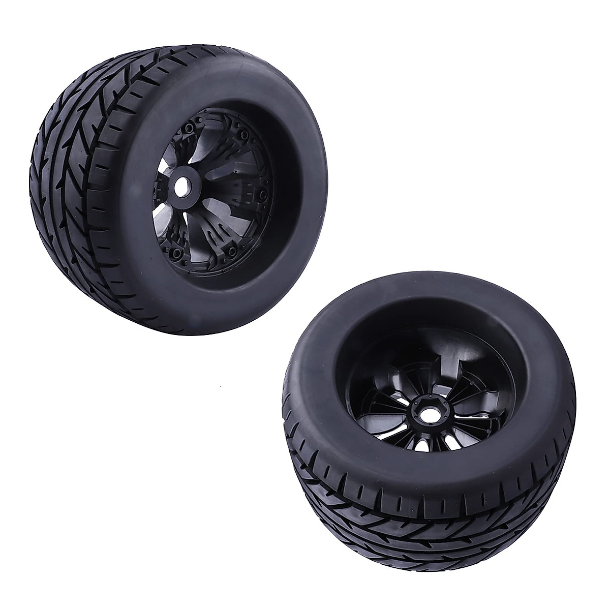 HobbyPark Pre-Glued 6.5" Tall 17mm Hex RC Street Tires and Wheels for Traxxas E-Revo 2.0 Sledge T-Maxx 3.3 Arrma Kraton 6s Notorious Redcat Kaiju Shredder 1/8 Monster Truck (Set of 4)