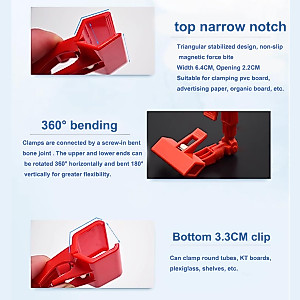 YOWPEY 3Pcs Sign Clips Clip Holder Sign Holder Clip Paper Holder for Computer Monitor Clip Sign Holders for Table Top Clip On Sign for Paper Holder Computer Monitor Handy Artist Supplies Holde (Red)