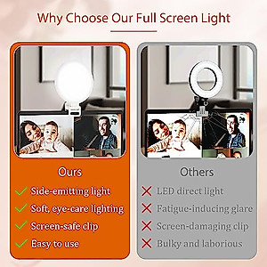 ACMEZING Full-Screen Ring Light 60 LED Side Lighting Anti-Glare Clip on Ring Light for Phone iPhone Laptop Computer Monitor, 3 Light Modes for Live Streaming, Selfies, Video Conference, Zoom Lighting