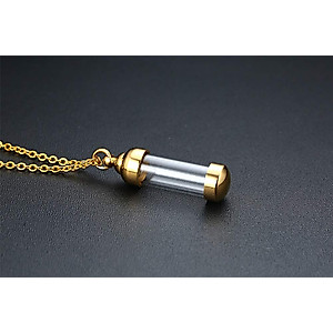 Mealguet Jewlery Pack of 2 Stainless Steel Glass Cremation Urn Pendant, Ashes Holder Memorial Pendant Necklace with Chain, Keepsake Jewelry,Gold Plated