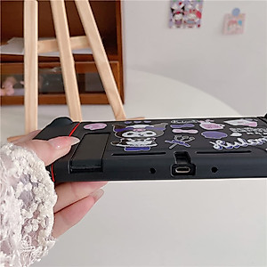 ENIFLY Cute Soft Shockproof Kuromi Dockable Cover Case Compatible with Nintendo Switch, Durable Scratch Resistant Shell for Joycon, Silicone Protective Skin Set