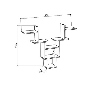 Ada Home Décor Whitetail Wall Shelf, 50'' x 39'' x 9'', Anthracite