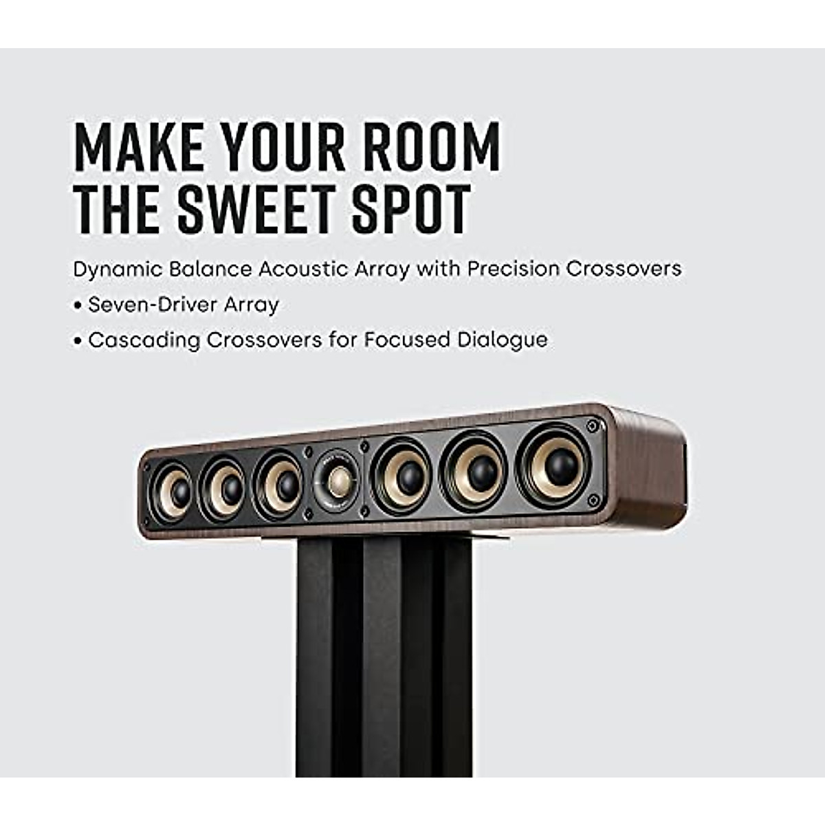 Polk Signature Elite ES35 Slim Center Channel Speaker - Hi-Res Audio Certified, Dolby Atmos & DTS:X Compatible, 1" Tweeter & (6) 3" Woofers, Dual Power Port for Effortless Bass, Stunning Black