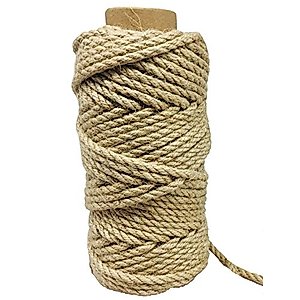 100 Feet 5mm Jute Twine, Heavy Duty Jute Rope, Natural Hemp Rope for DIY Arts Crafts, Gardening, Bundling，Home Decorating, Cat Scratching Post
