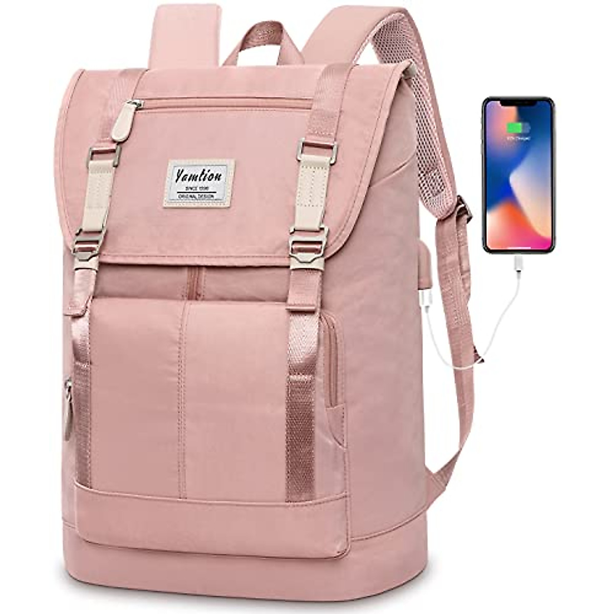 YAMTION Women Backpack School Bags for Teen Girls,College Student Bookbag for 17 Inch Laptop,Work Backpack Gym Backpack Computer Backpack with USB Charging Port