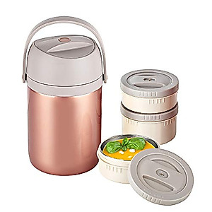Tajavl Bento Lunch Box, 64oz Thermos for Hot Food, 3-Tier Stackable Insulated Food Jar, Vacuum Stainless Steel Leakproof Soup Container for School Office Outdoors