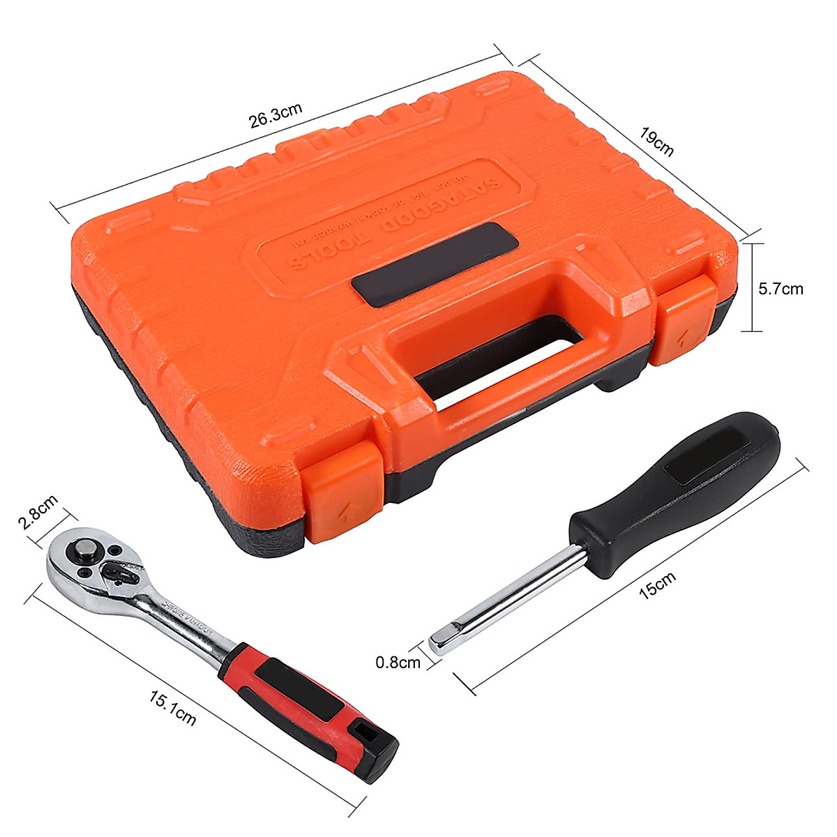 GOTOTOP 46 Piece Socket Wrench Set 1/4 Drive Metric Extension Bar with Box, CR V Steel