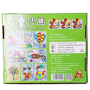 Berry President Sand Painting Cards Art Kids Coloring DIY Paper Craft Kit with 12 Bottles Colored Sand for 4 5 6 7 Year Old Children Kids (12 Bottles, Green)