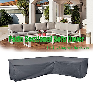J&C Patio Furniture Covers Left L Shape Patio Sectional Covers Waterproof Outdoor Sofa Cover Heavy Duty 420D Patio Sectional Sofa Cover Outdoor Furniture Covers Grey Sectionals 106x79 Inch