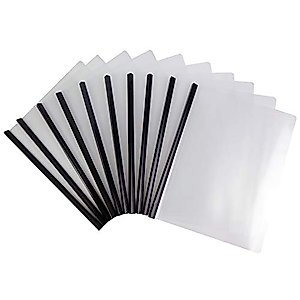 Cypress Lane Slide-Grip Clear Report/Presentation/Thesis/File/Document/Paper/Brochure/Resume Covers with Sliding Bar. Letter Size, 8.5 x 11 inches. Clear Front & Back Cover. (10 pcs, Black)