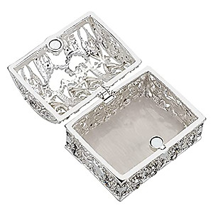 ELLDOO Treasure Chest Box Floral Engraved Jewelry Box Wedding Box Keepsake Box Ring Earring Small Trinket Storage Organizer Box for Girls Women Wedding Brithday Gift