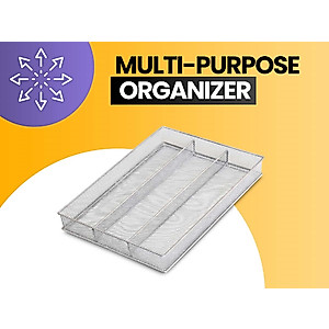 YBM Home Metal Silverware Organizer for In-Drawer Cutlery Storage, 6 Compartment Mesh Cutlery Flatware Tray Sorts Kitchen Utensils, Great for Office Supplies 1132s