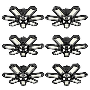 Led Garage Lights 6 Pack,120W 7+1 Deformable Ultra Bright Garage Light,Screw in E26/E27 Led Shop Light for Garage Warehouse Basement Workshop Ceiling