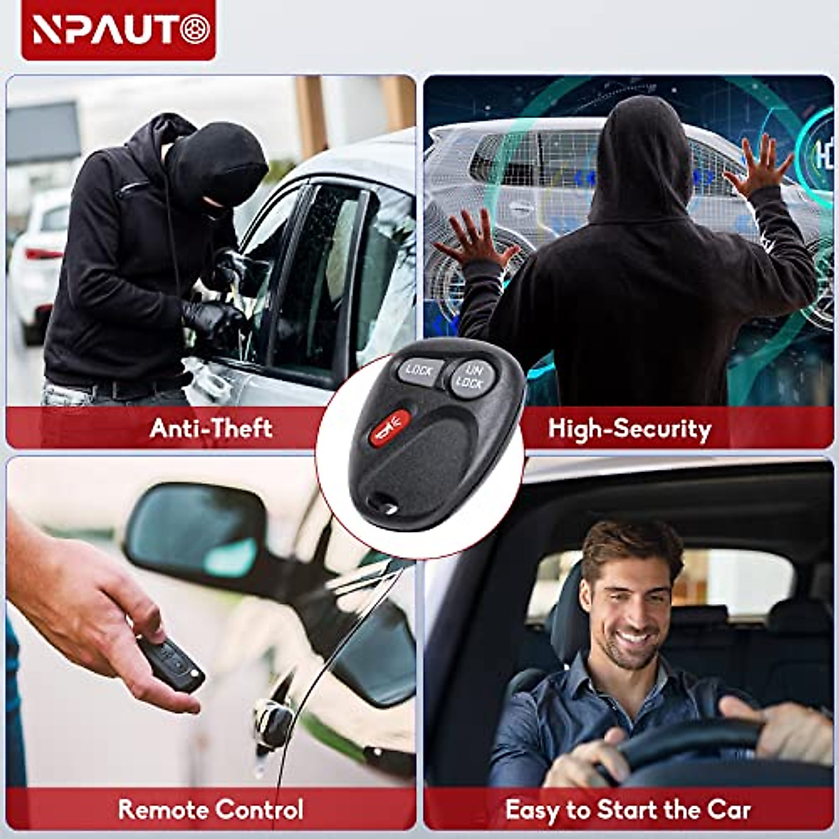 NPAUTO Key Fob Replacement Fits for Chevy Silverado Suburban GMC Sierra 1500 2500 3500 2001-2002 Tahoe Avalanche S10 GMC Sonoma Yukon XL Cadillac Escalade Keyless Entry Remote Control, 15042968,2-Pack