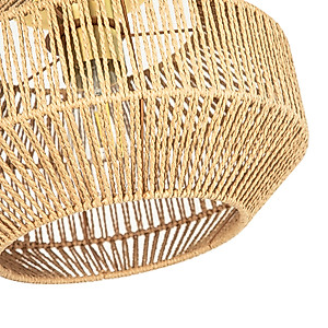 Semi Flush Mount Ceiling Light Paper Woven Rattan Hallway Light Fixture Boho Farmhouse Ceiling Lights for Porch Hallway Kitchen Bedroom, Bulb Not Included (Woven)