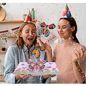 ilauke Pop Up Cards, 3D Butterfly Pop Up Cards, Greeting Cards with Magic Flying Butterfly&Envelopes, for Mothers Fathers Teachers Day Birthday Valentine's Anniversary Thank You Day