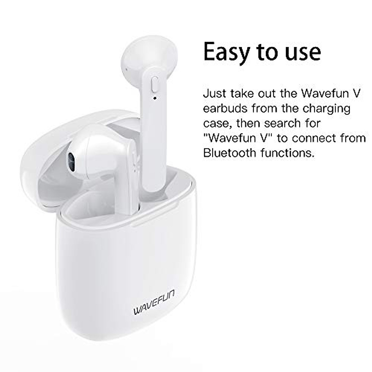 WAVEFUN Wireless Earbuds, Bluetooth Earbuds Bluetooth Headphones with Microphone Waterproof True Wireless Earbuds Stereo Sound Deep Bass Crystal-Clear Calls Headset for Sports Workout Home Office