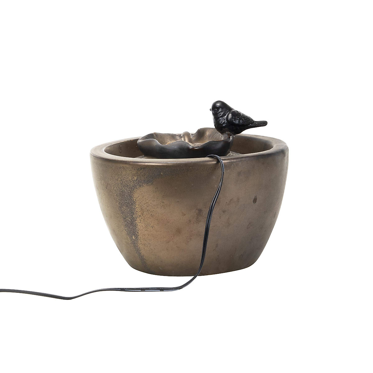 Foreside Home & Garden Bronze Bird on Leaf Indoor Water Fountain with Pump