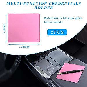 Kewucn 2 PCS Car Registration Insurance Holder, Essential Auto Card Glove Box Organizer, Vehicle Interior Accessories Perfect for Most Car, Truck, SUV (10.55''×4.8'', Pink)