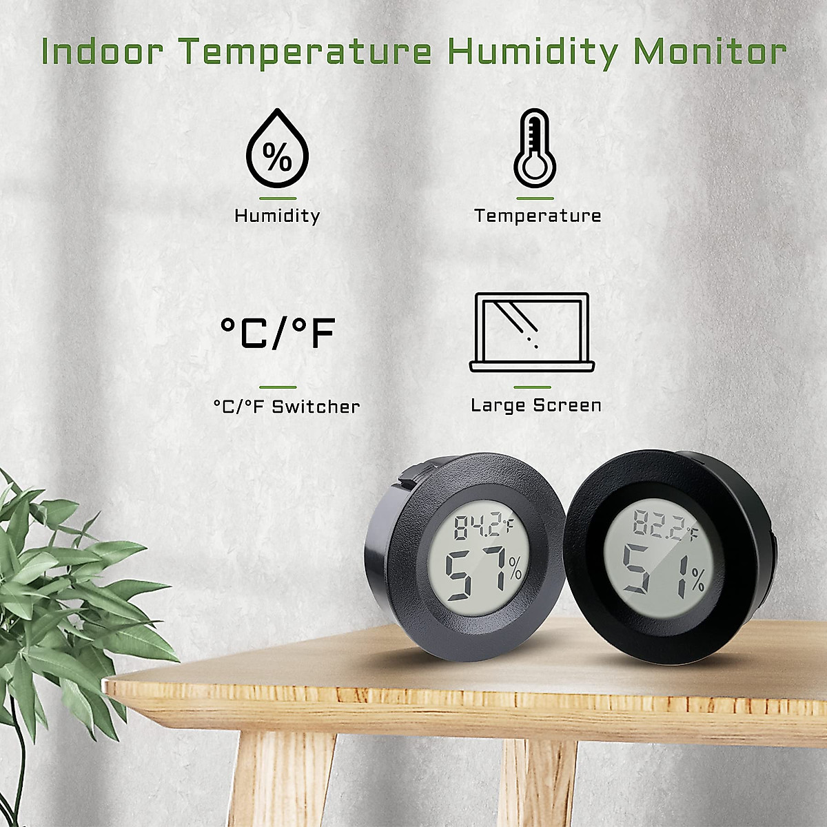3-Pack Mini Hygrometer Thermometer Meter Digital LCD Monitor Indoor Room Round Humidity Temperature Gauge for Humidors Home Greenhouse Babyroom Reptile Incubator， Monitor