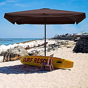Yescom 10x6.5ft (2x3m) Rectangle Aluminum Outdoor Patio Umbrella with Valance Sunshade Crank Tilt Garden Dark Brown