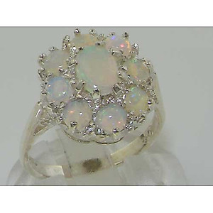 LetsBuyGold 925 Sterling Silver Natural Opal Womens Promise Ring - Size 6.5