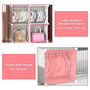 Narrow Cube Storage Organizer with Doors 5-Cube, Plastic Cabinet Closet Storage Shelves for Bedroom, Living Room, Office, Each cube is 11.8"x11.8"