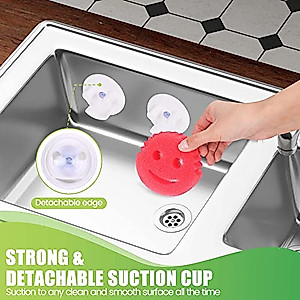 Sponge Holder, Smiley Face Sponge Holder with Suction Cup Mount, Kitchen/Bathroom Sink Sponge Storage, for Round Sponge, Dishwasher Safe
