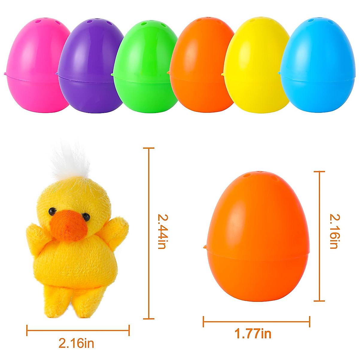 ThinkMax 24 pcs Easter Eggs Filled with Mini Plush Animals Toy for Basket Stuffers/Fillers, Hunt, Party Favor