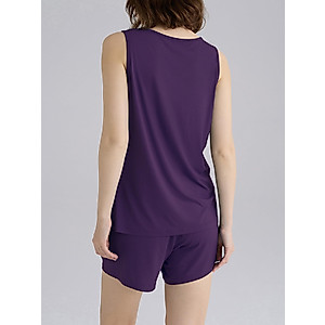 Latuza Women's Silky Soft Viscose Tank Top Short Pajama Set XL Eggplant