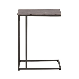 Deco 79 Wood Rectangle Accent Table with Black Metal Base, 19" x 10" x 26", Dark Brown