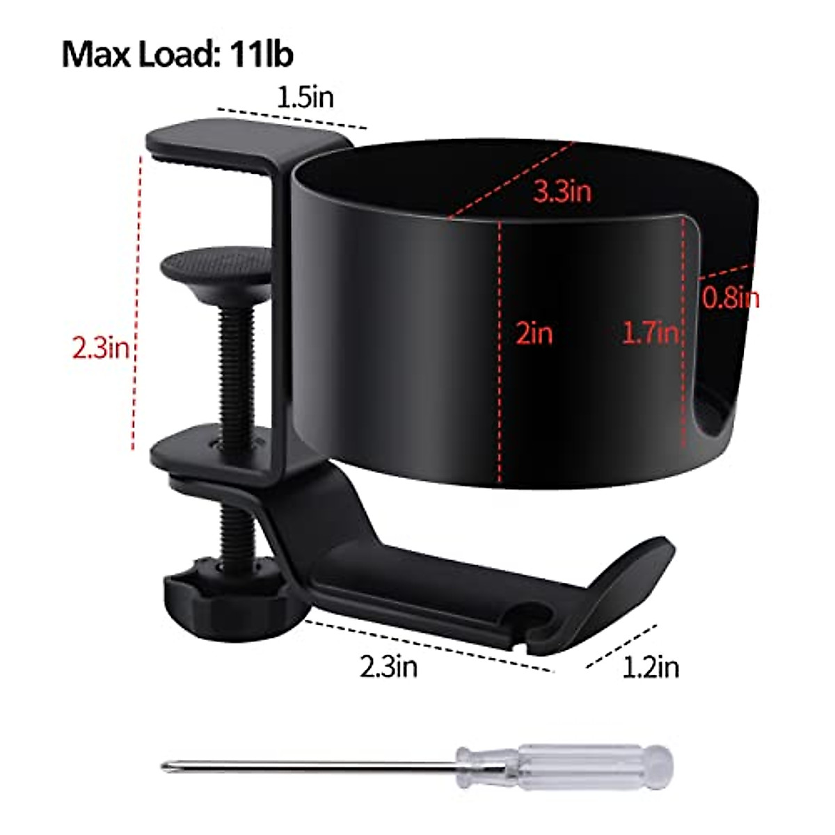 Headphone Hanger with Cup Holder, 1 Pack/2 Pack 2-in-1 Anti-Spill Cup Holder with Under Desk Headphone Hanger, 360° Rotation Headphone Holder Aluminum Headset Stand Headphone Hook (2 Pack)